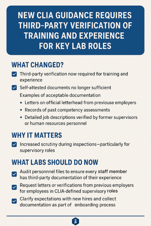 New CLIA Guidance Requires Experience Verification for Lab Roles